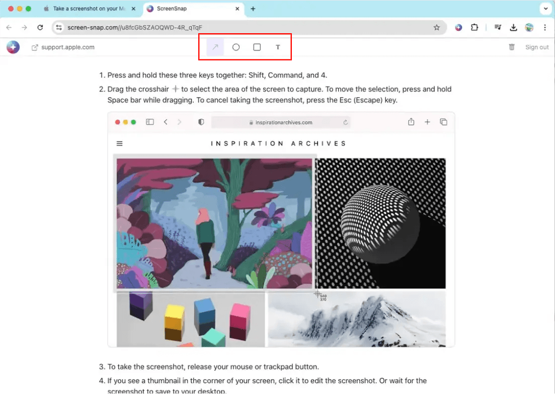 screenshot of annotations